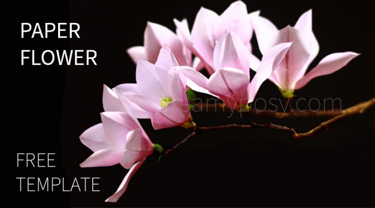 How to make paper Magnolia from printer paper, FREE template