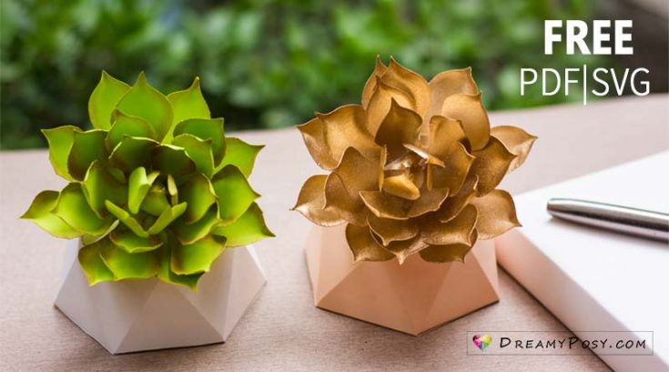 How to make paper succulent, free PDF and SVG template