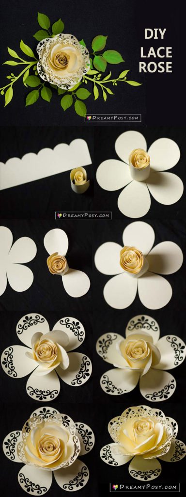 DIY Rose paper flowers tutorial step by step with pictures