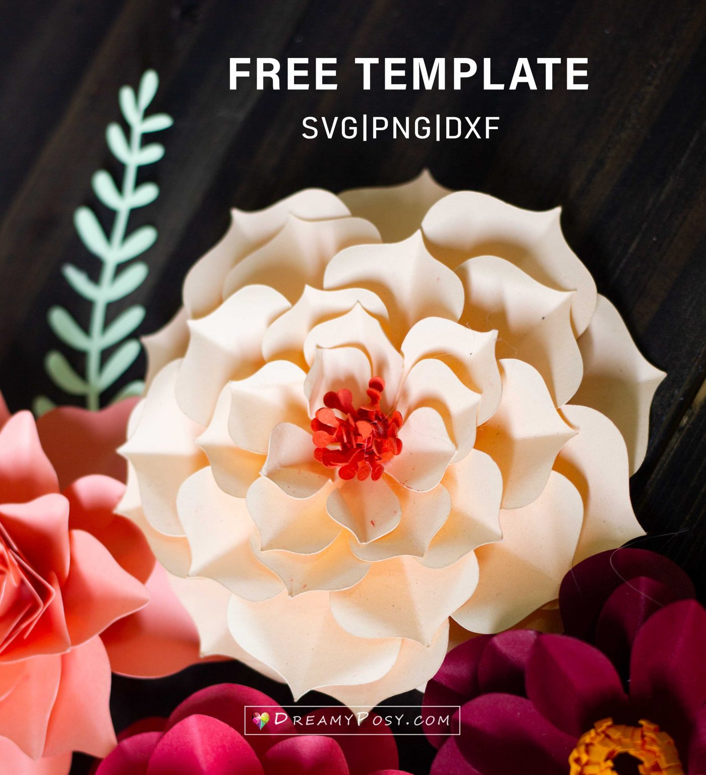 Free paper flower templates, PDF, SVG, PNG files, with super easy tutorial