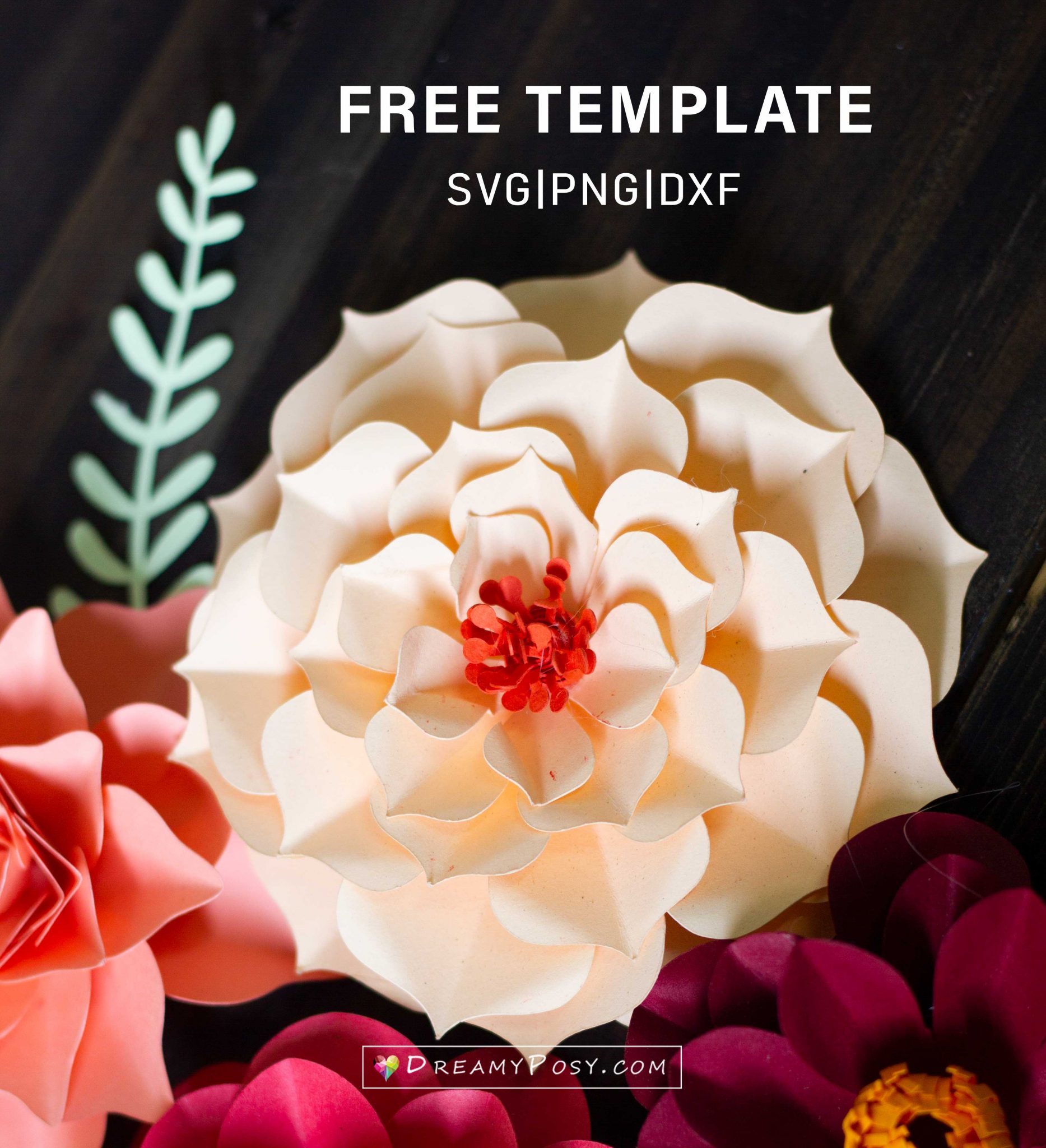 Free paper flower templates, PDF, SVG, PNG files, with super easy tutorial