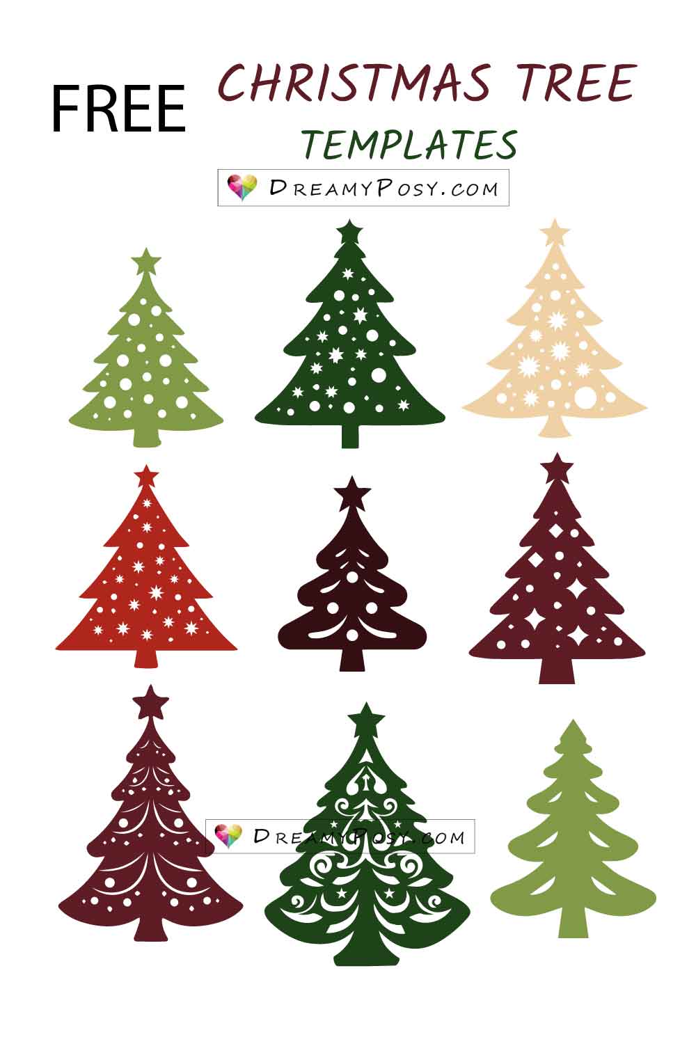 Free Christmas tree SVG and printable templates
