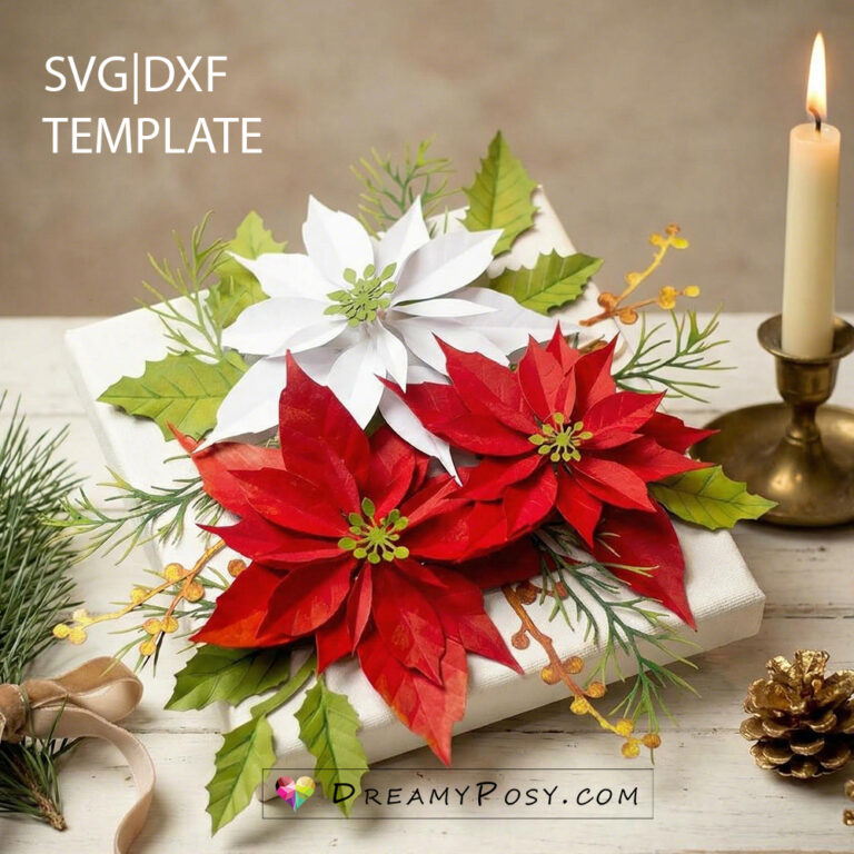 Paper Poinsettia template and step by step tutorial